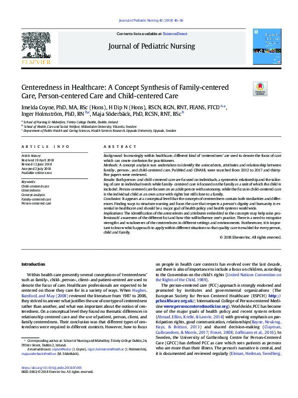 (PDF) Centeredness in Healthcare: A Concept Synthesis of Family ...