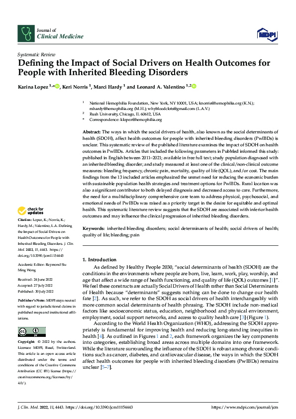 (PDF) Defining the Impact of Social Drivers on Health Outcomes for ...