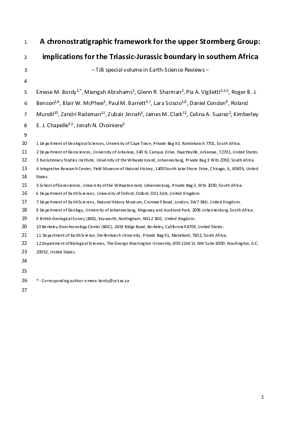 (PDF) A chronostratigraphic framework for the upper Stormberg Group ...