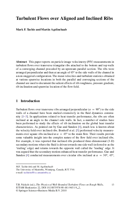 (PDF) Turbulent Flows over Aligned and Inclined Ribs