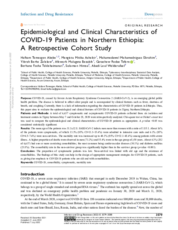 (PDF) Epidemiological and Clinical Characteristics of COVID-19 Patients ...