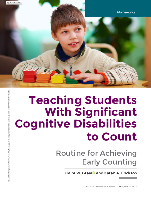 (PDF) Teaching Students With Significant Cognitive Disabilities to ...