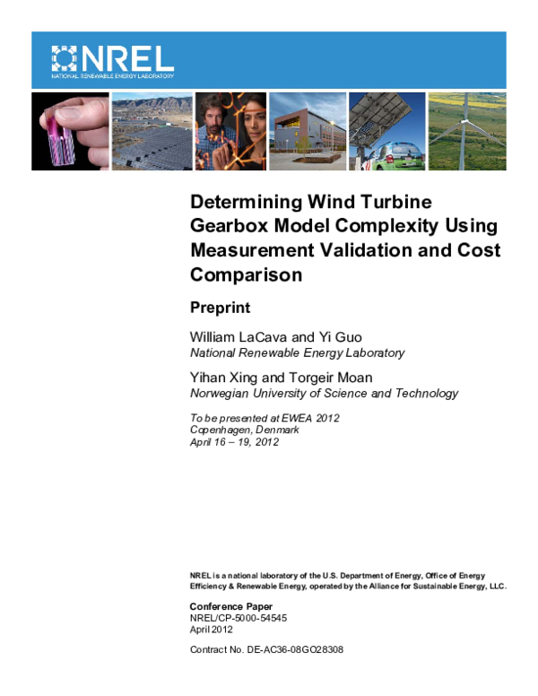 (PDF) Determining Wind Turbine Gearbox Model Complexity Using ...