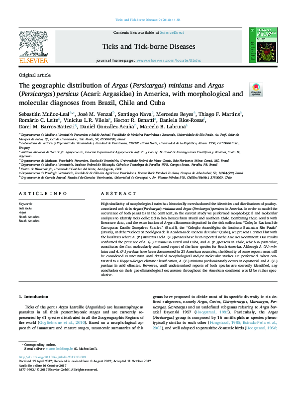(PDF) The geographic distribution of Argas (Persicargas) miniatus and ...