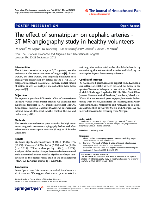 (PDF) The effect of sumatriptan on cephalic arteries: A 3T MR ...