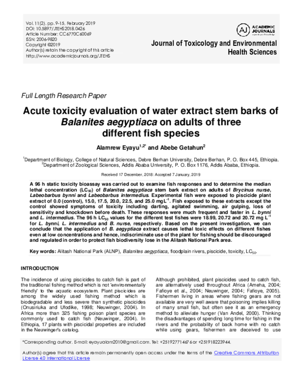 (PDF) Acute toxicity evaluation of water extract stem barks of ...