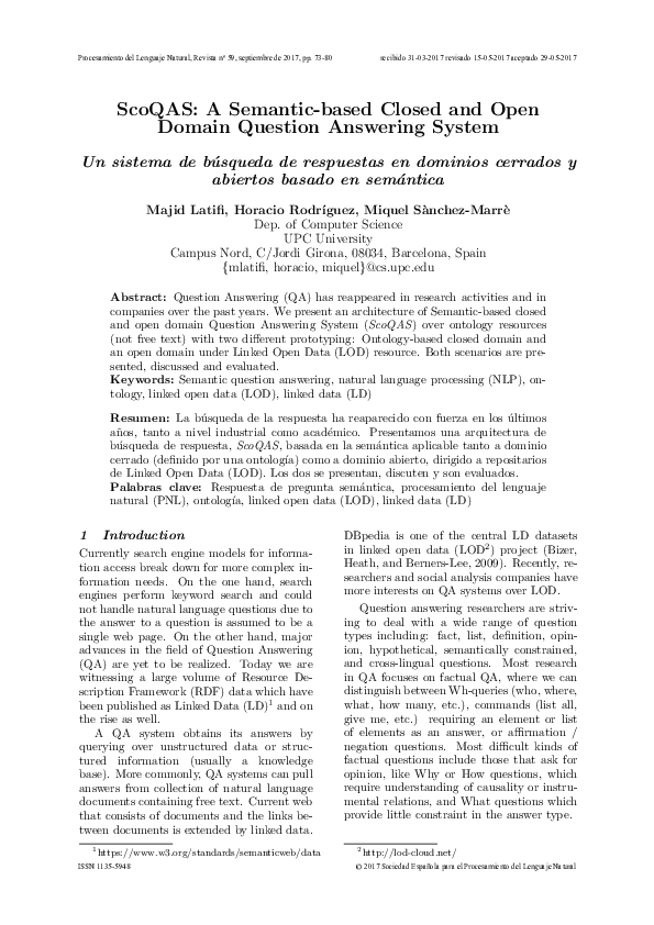 (PDF) ScoQAS: A Semantic-based Closed and Open Domain Question ...