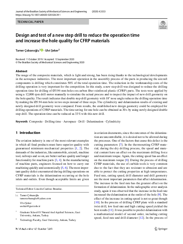 (PDF) New Step Drill Design for CFRP Efficiency