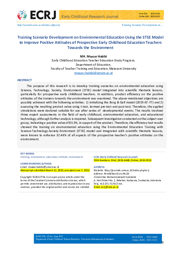 (PDF) Training Scenario Development on Environmental Education Using ...