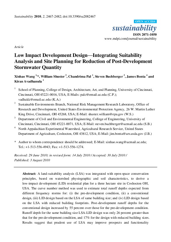 (PDF) Low Impact Development Design—Integrating Suitability Analysis ...