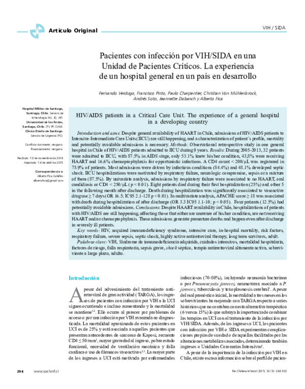 (PDF) Pacientes con infección por VIH/SIDA en una Unidad de Pacientes ...