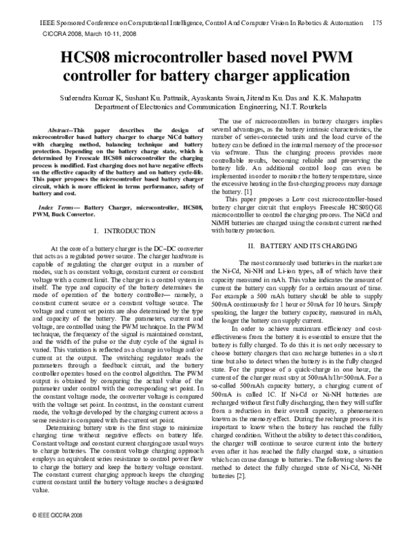 (PDF) HCS08 Microcontroller Based Novel PWM Controller for Battery Charger Application