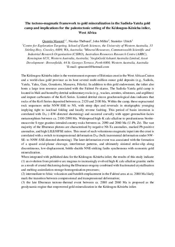 (PDF) The tectono-magmatic framework to gold mineralisation in the ...