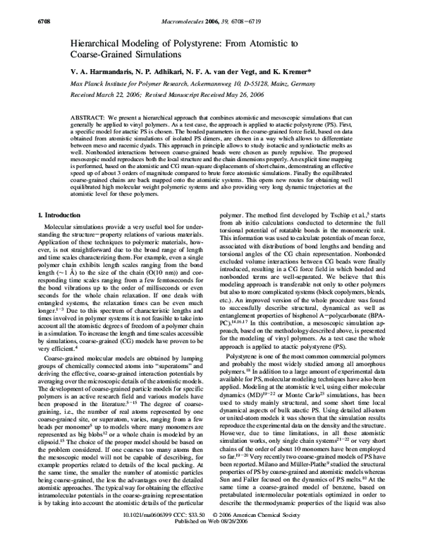 (PDF) Hierarchical Modeling of Polystyrene: From Atomistic to Coarse-Grained Simulations ...