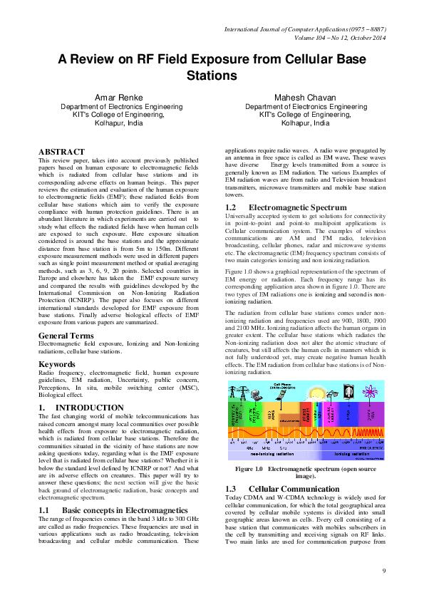 (PDF) A Review on RF Field Exposure from Cellular Base Stations