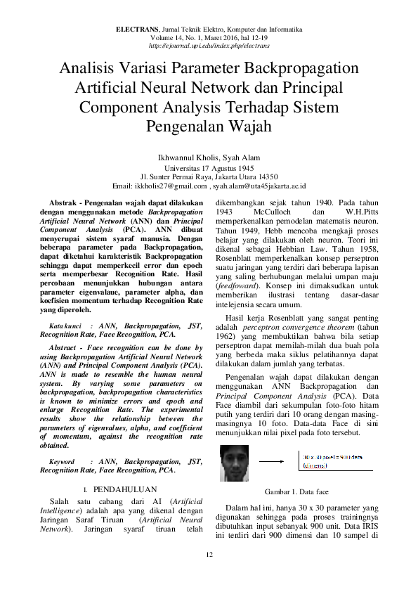(PDF) Analisis Variasi Parameter Backpropagation Artificial Neural Network dan Principal ...