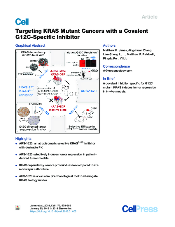 (PDF) Targeting KRAS Mutant Cancers with a Covalent G12C-Specific Inhibitor