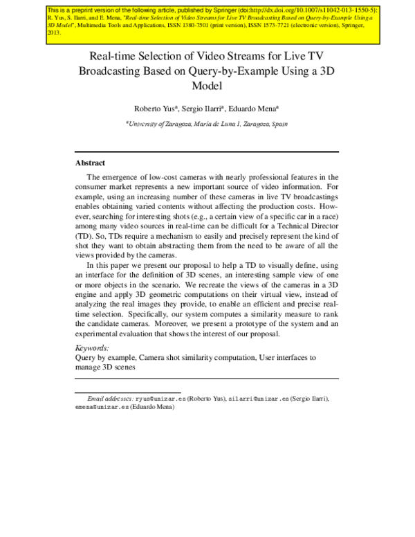 (PDF) Real-time selection of video streams for live TV broadcasting ...