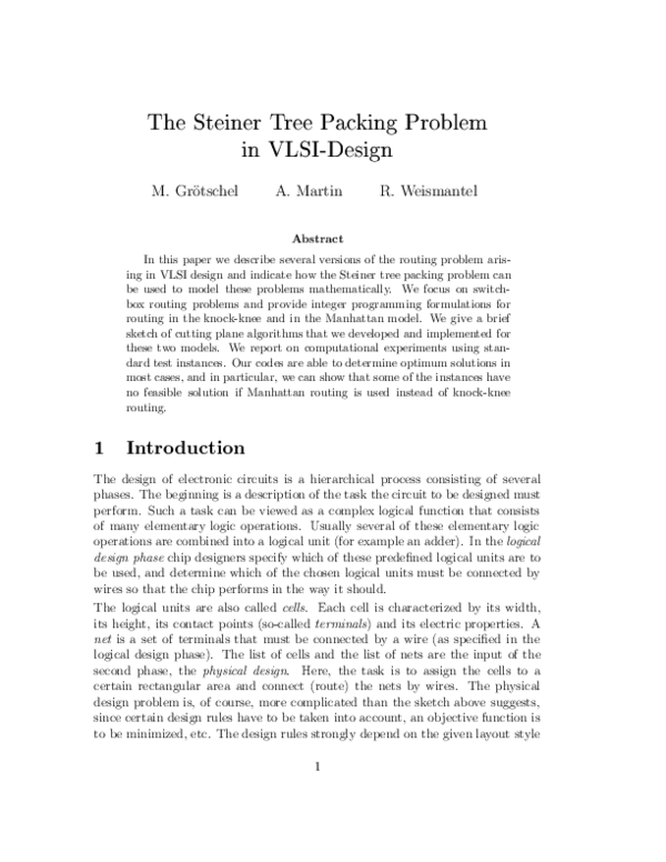 (PDF) The steiner tree packing problem in VLSI design