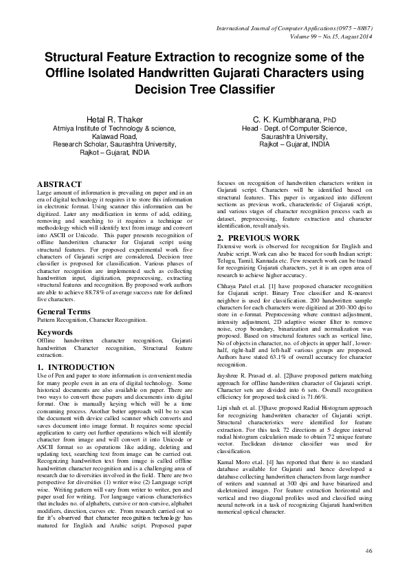 Pdf Structural Feature Extraction To Recognize Some Of The Offline Isolated Handwritten