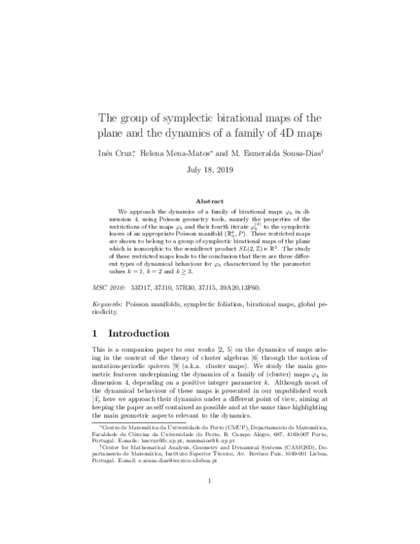 (PDF) The group of symplectic birational maps of the plane and the ...