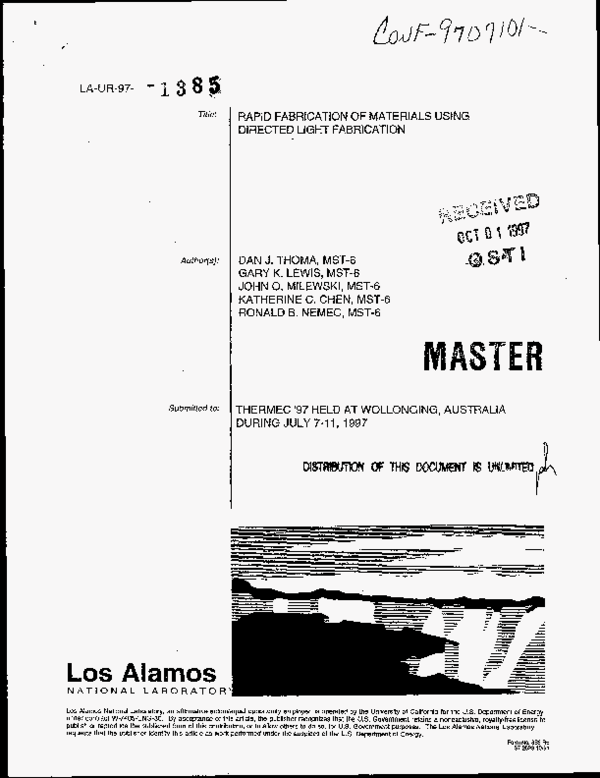 (PDF) Rapid fabrication of materials using directed light fabrication