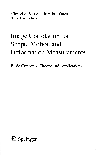 Pdf Image Correlation For Shape Motion And Deformation Measurements