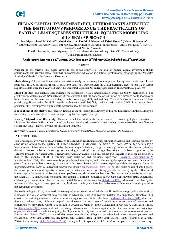 (PDF) Human Capital Investment (Hci) Determinants Affecting the ...