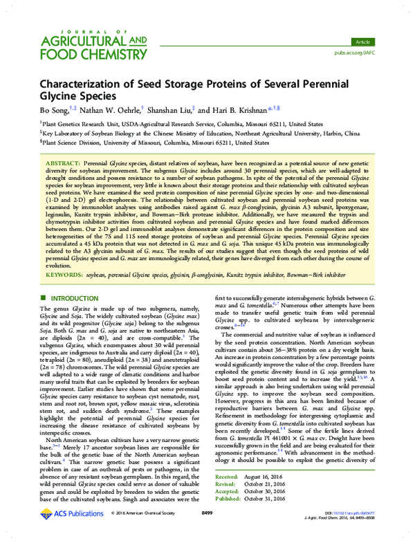 (PDF) Characterization of Seed Storage Proteins of Several Perennial ...