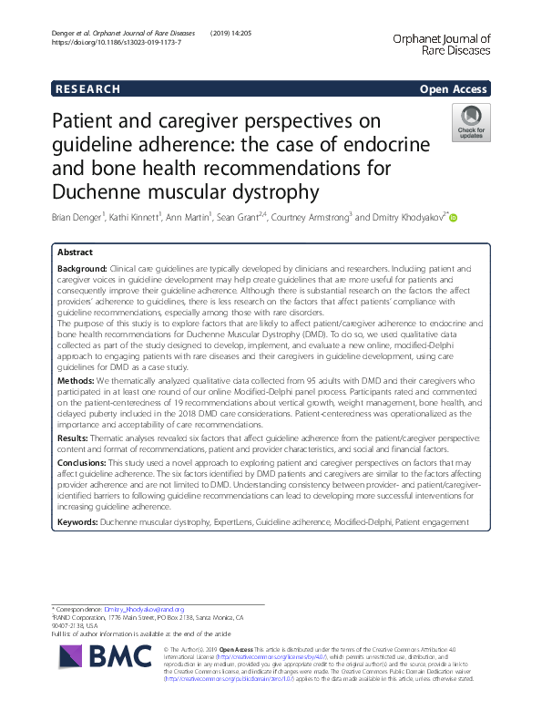 (PDF) Patient and caregiver perspectives on guideline adherence: the ...