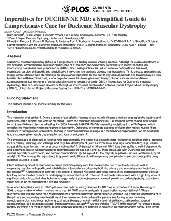 Pdf Imperatives For Duchenne Md A Simplified Guide To Comprehensive
