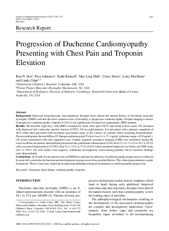 (PDF) Progression of Duchenne Cardiomyopathy Presenting with Chest Pain ...