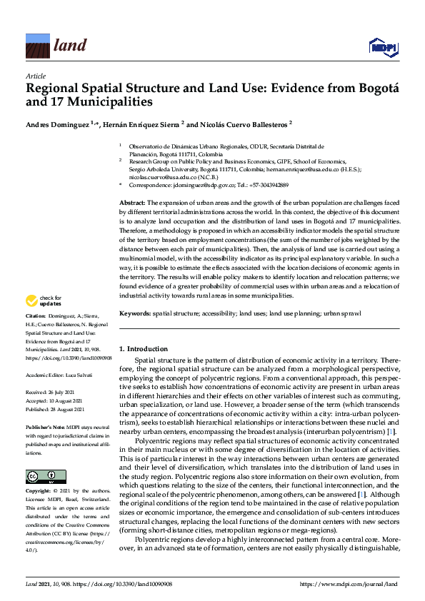 (PDF) Land Use Patterns in Bogotá and 17 Municip.