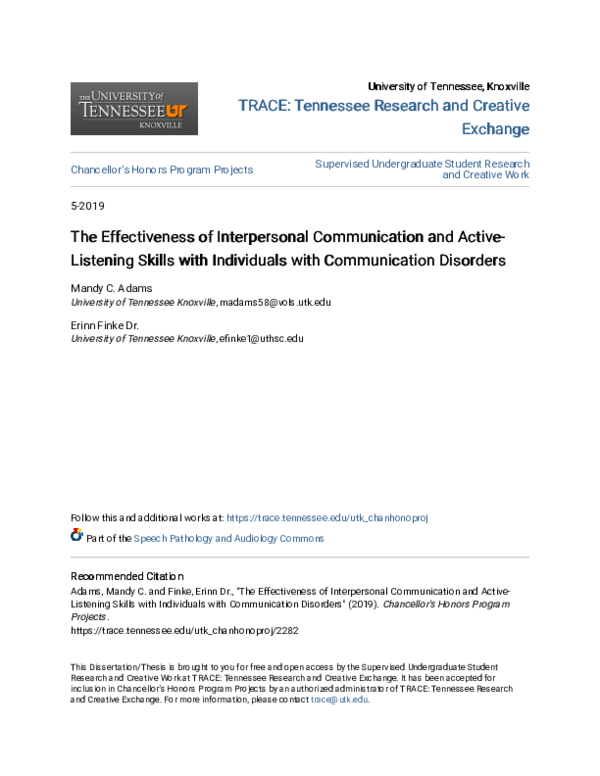 (PDF) The Effectiveness of Interpersonal Communication and Active ...