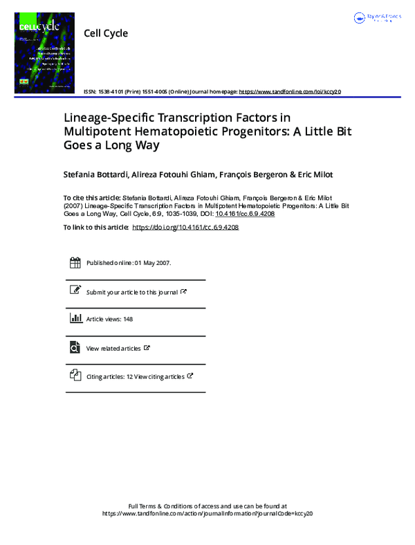 (PDF) Lineage-Specific Transcription Factors in Multipotent ...