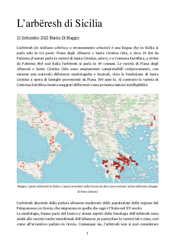 (PDF) L'arbëresh di Sicilia