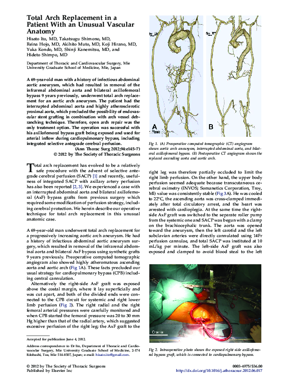(PDF) Total Arch Replacement in a Patient With an Unusual Vascular Anatomy