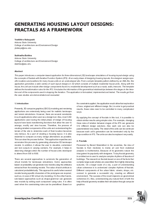 (PDF) Generating housing layout designs: Fractals as a framework ...