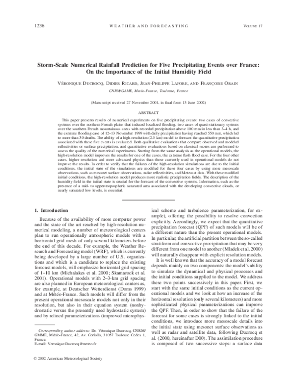 (PDF) Storm-Scale Numerical Rainfall Prediction for Five Precipitating ...