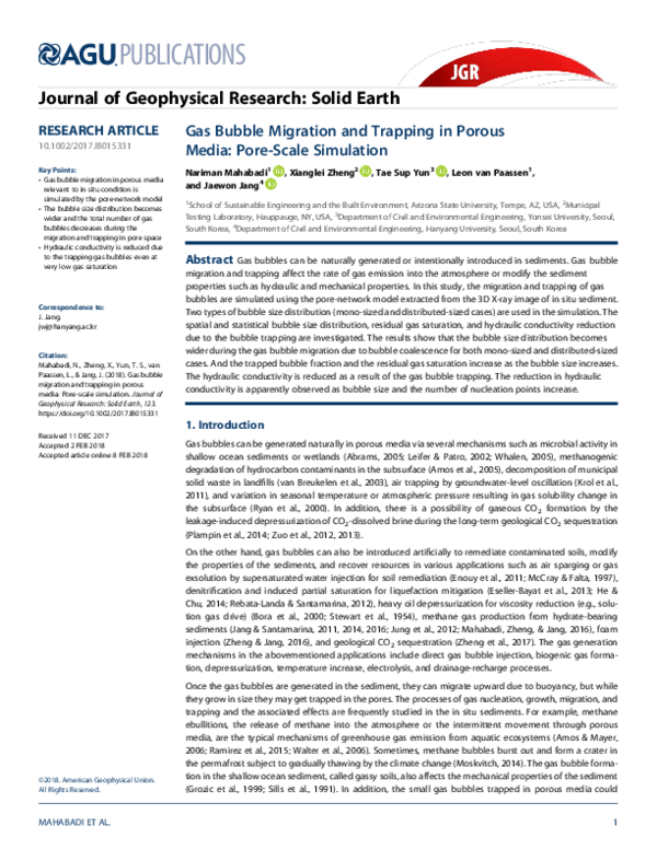 (PDF) Gas Bubble Migration and Trapping in Porous Media: Pore-Scale ...