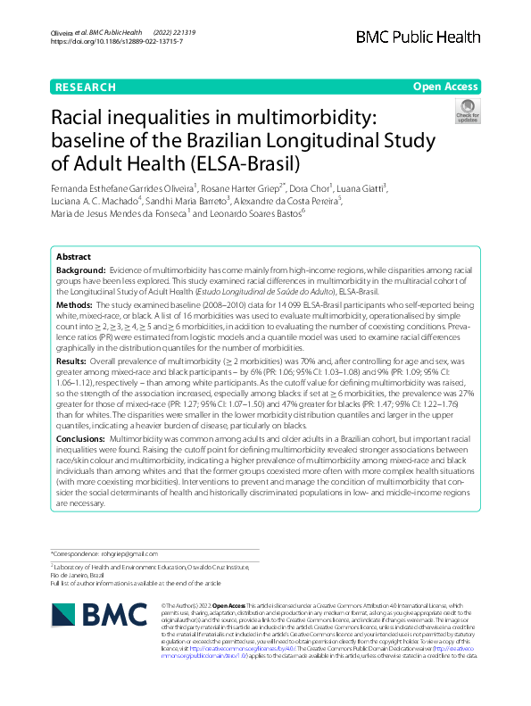 (PDF) Racial inequalities in multimorbidity: baseline of the Brazilian ...
