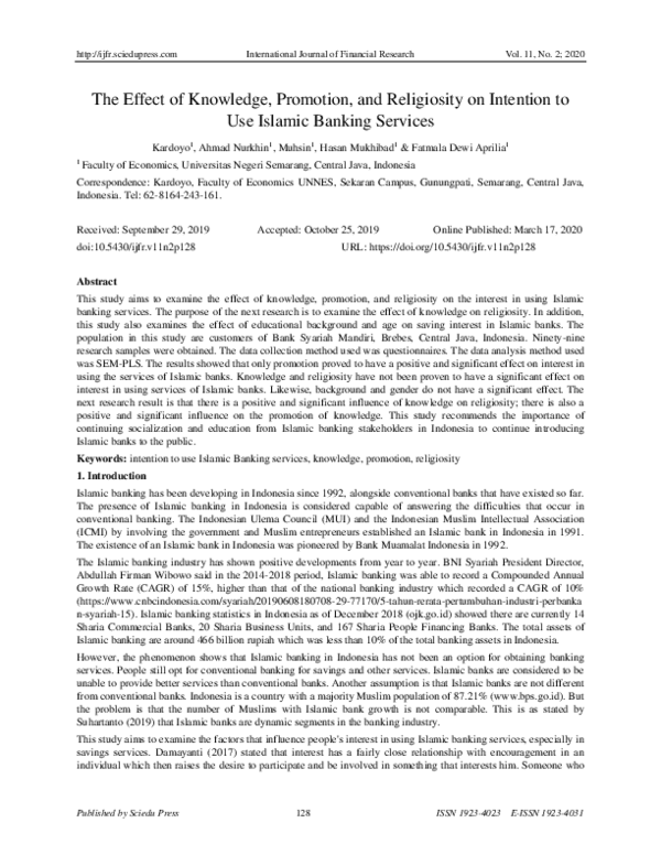 (PDF) The Effect of Knowledge, Promotion, and Religiosity on Intention ...