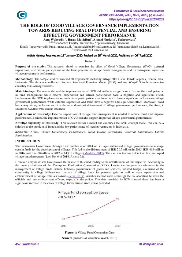 (PDF) The Role of Good Village Governance Implementation Towards ...