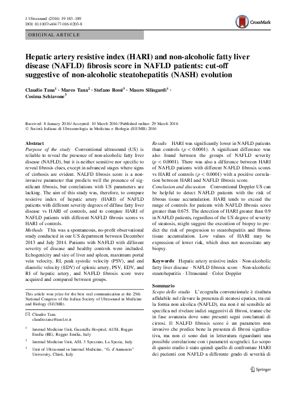(PDF) Hepatic artery resistive index (HARI) and non-alcoholic fatty ...