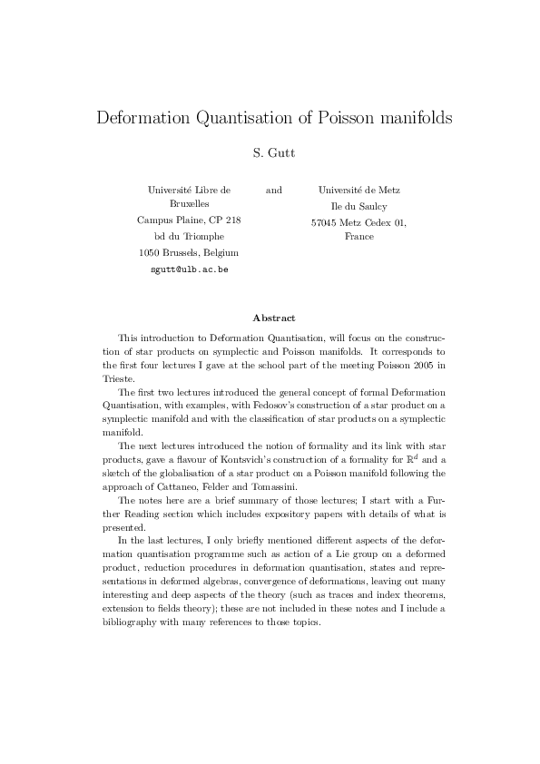 (PDF) Deformation Quantization of Poisson manifold