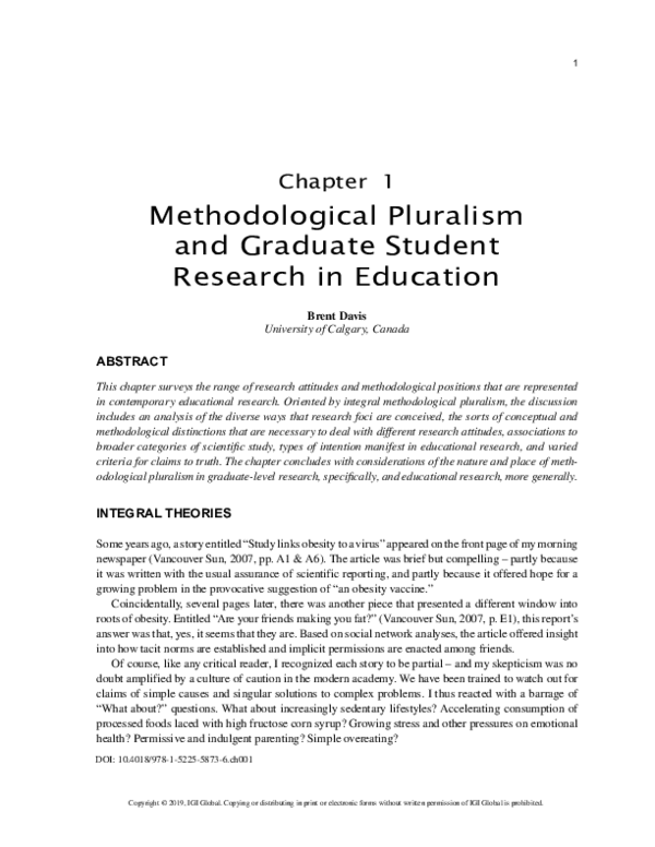 (PDF) Methodological Pluralism and Graduate Student Research in Education