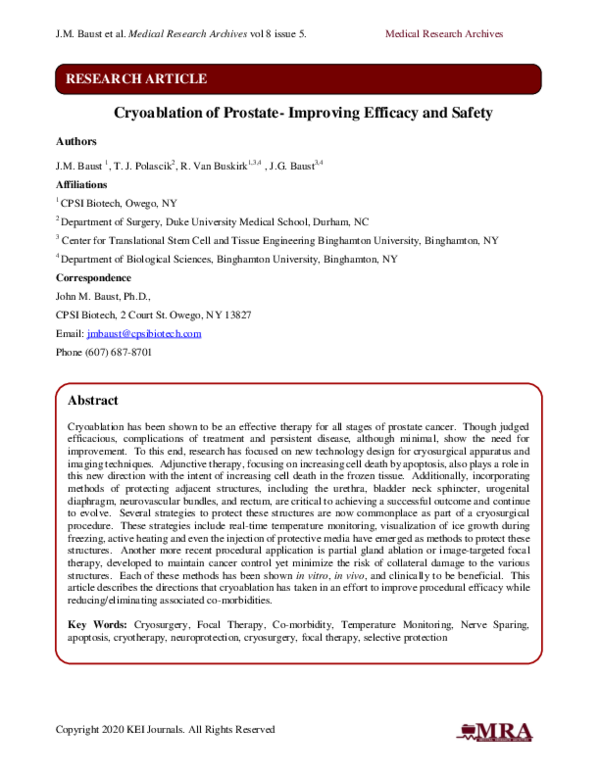(PDF) Cryoablation of Prostate- Improving Efficacy and Safety | John ...