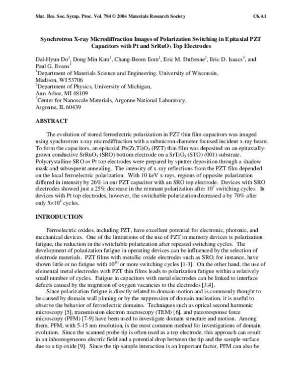 (PDF) Synchrotron X-ray Microdiffraction Images of Polarization ...