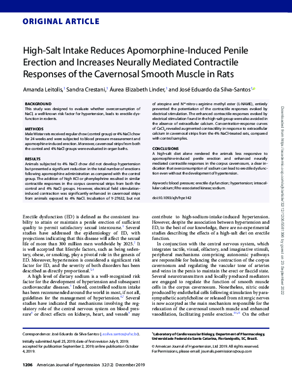 (PDF) High-Salt Intake Reduces Apomorphine-Induced Penile Erection and ...