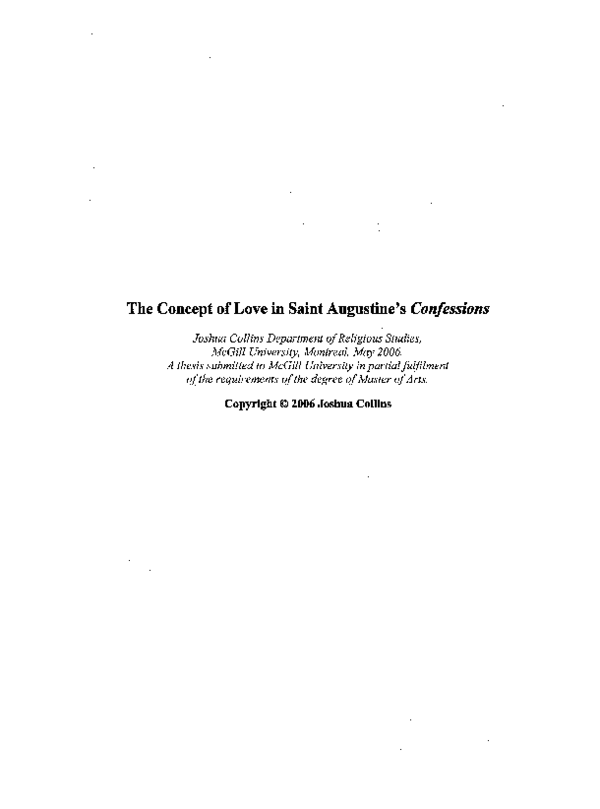 (PDF) The Concept of Love in Saint Augustine's Confessions